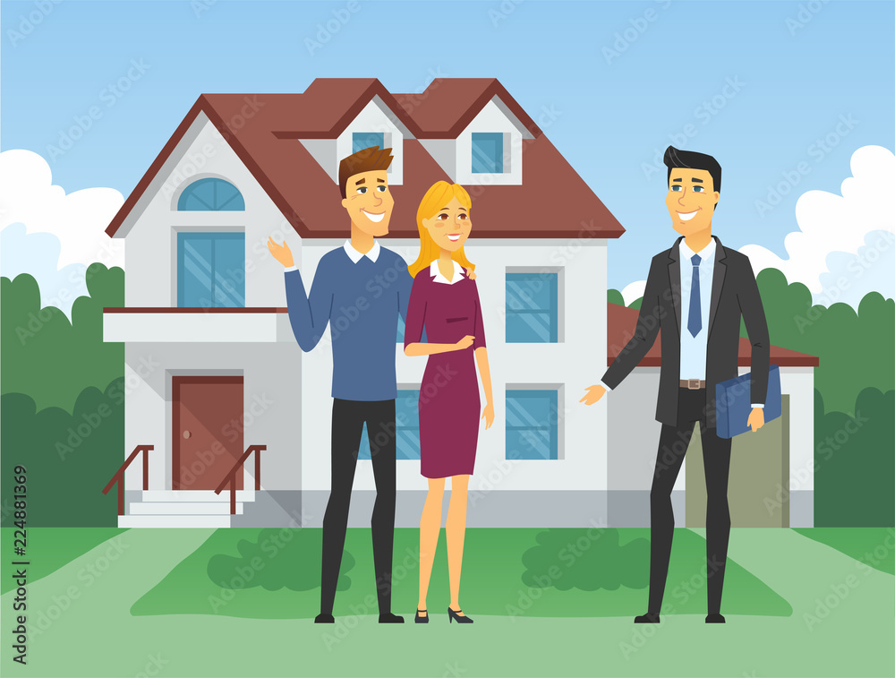 Real estate agency - cartoon people characters illustration Stock ...