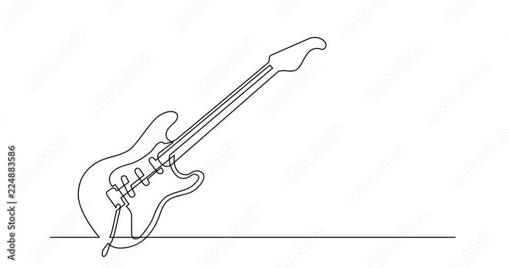 Animation of continuous line drawing of electric guitar with three ...