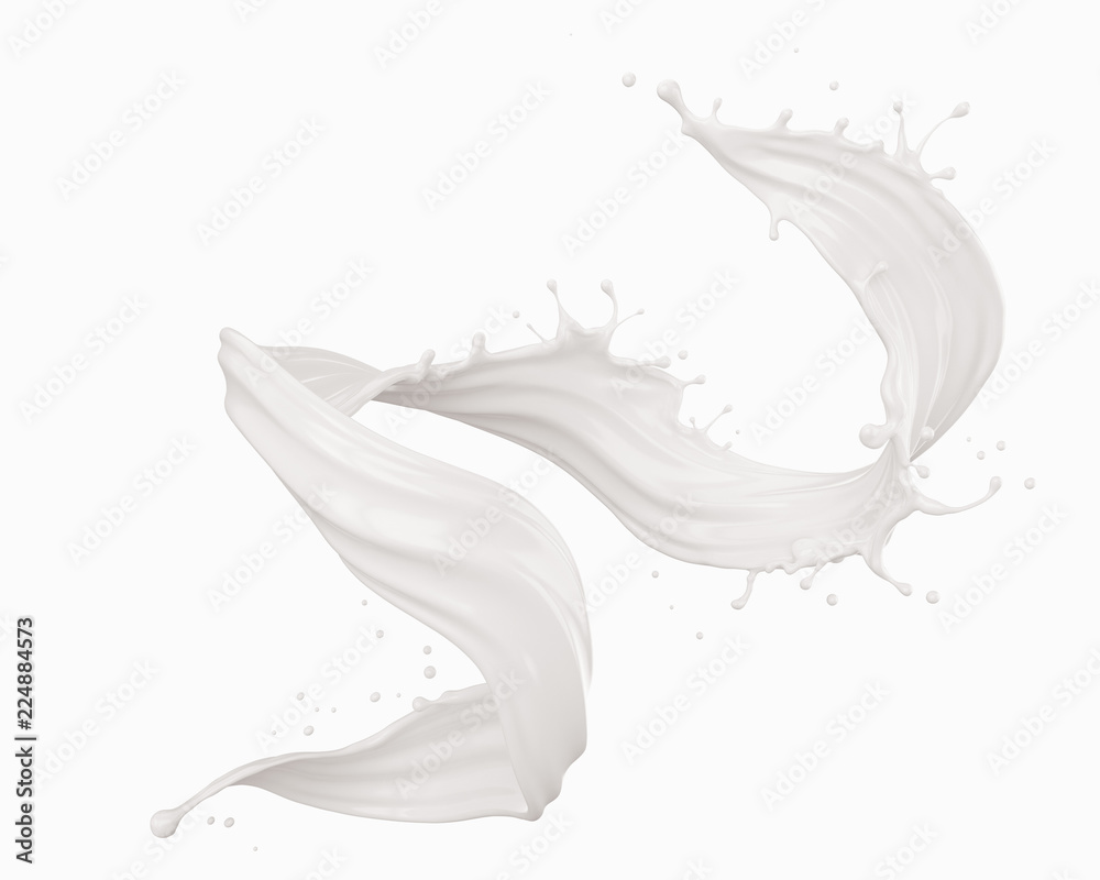 Milk splash in shape of spiral and twist, 3d illustration. Stock ...