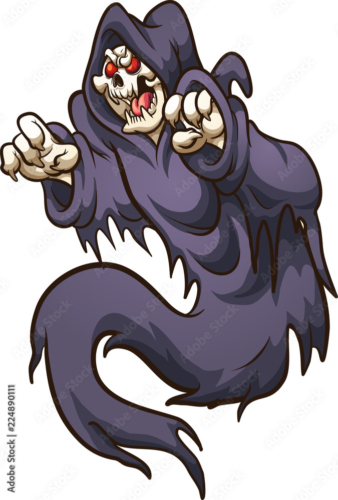 Cartoon scary Halloween flying specter. Vector clip art illustration ...
