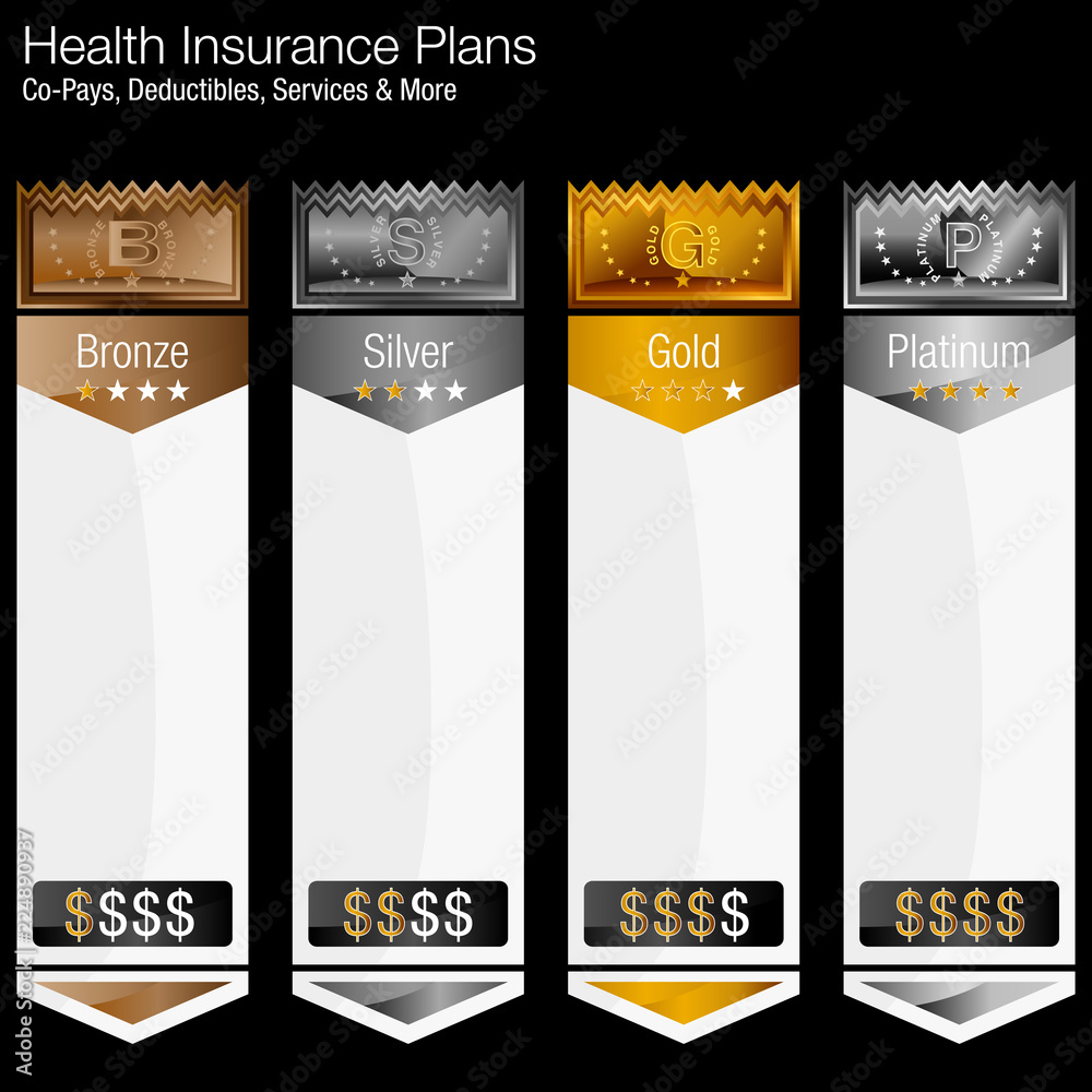 Metallic Vertical Banner Chart Health Insurance Plans Stock Vector ...