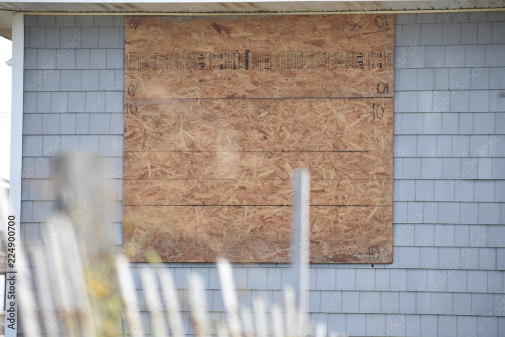 Boarded windows in preparation for hurricane Stock Photo | Adobe Stock