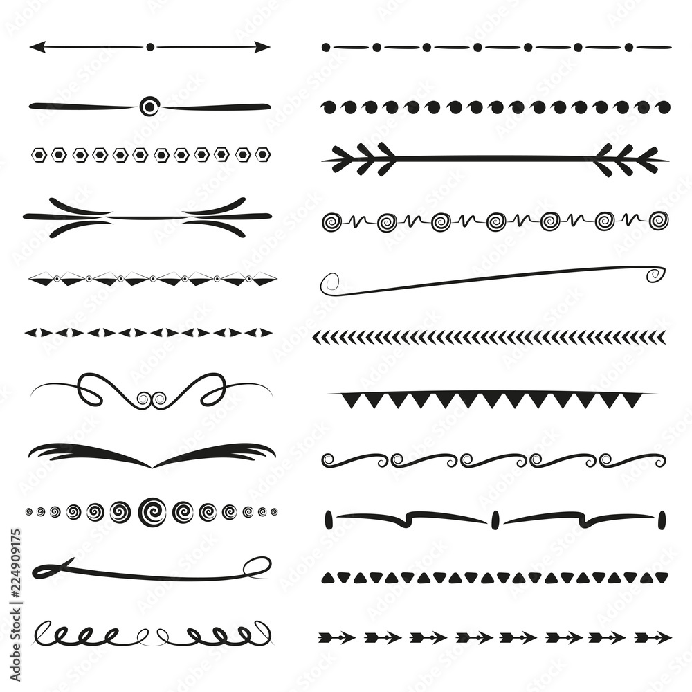 hand drawn divider line set Stock Vector | Adobe Stock
