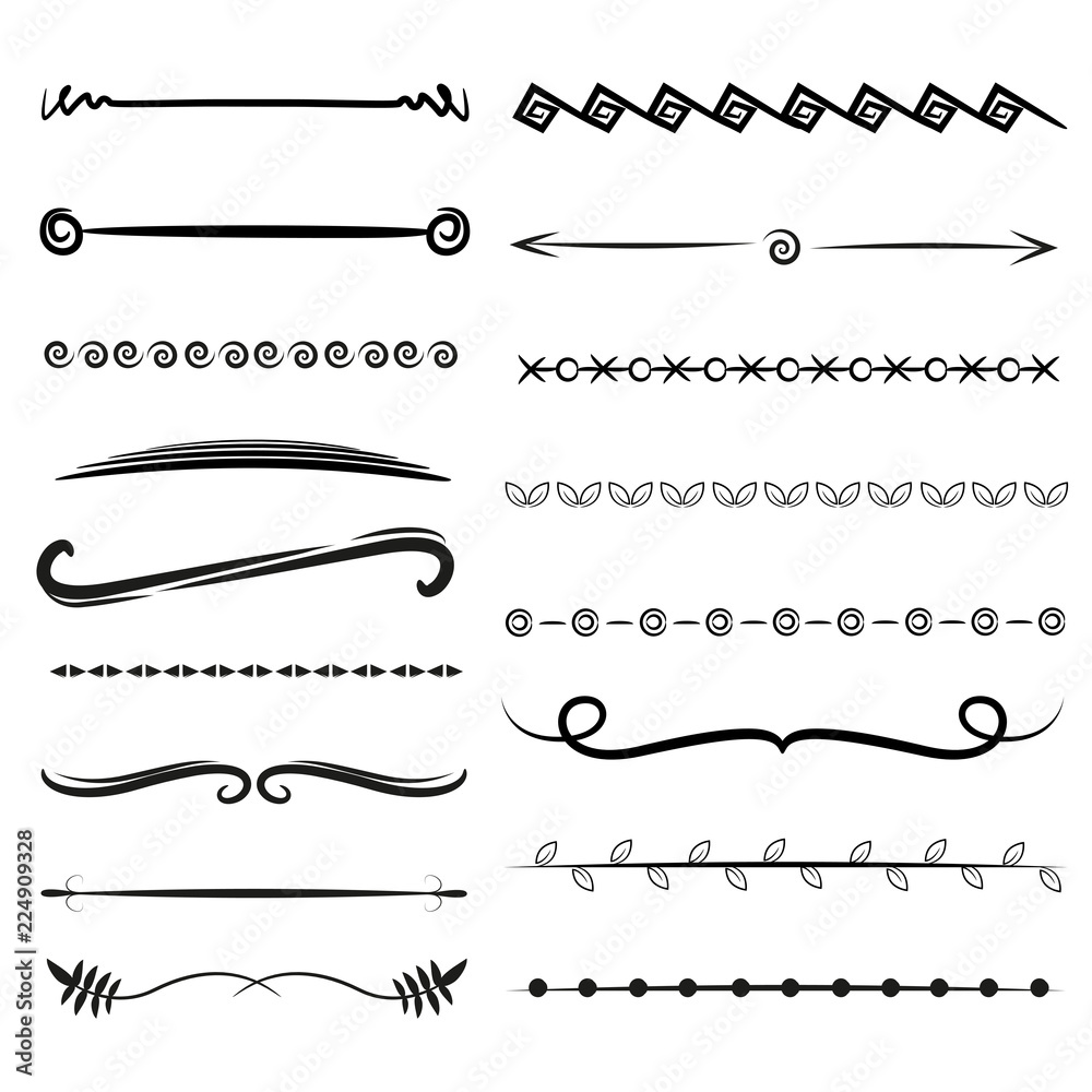 hand drawn divider line set Stock Vector | Adobe Stock