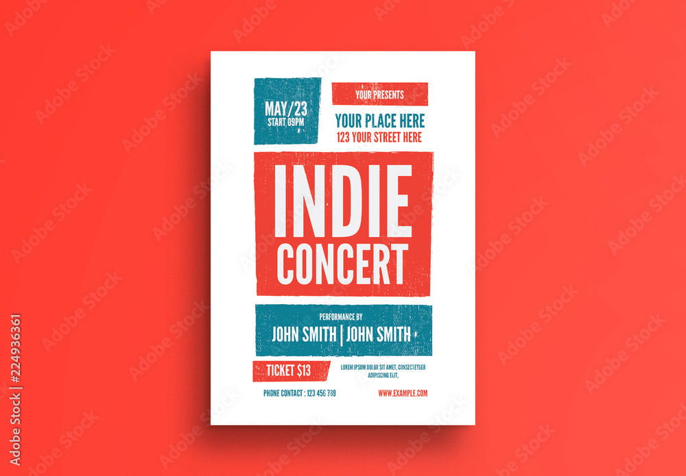 Indie Concert Flyer Layout Stock Template | Adobe Stock