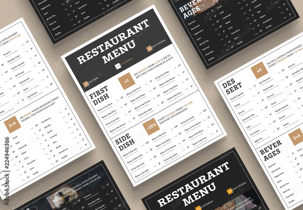 Restaurant Menu Layout Stock Template | Adobe Stock