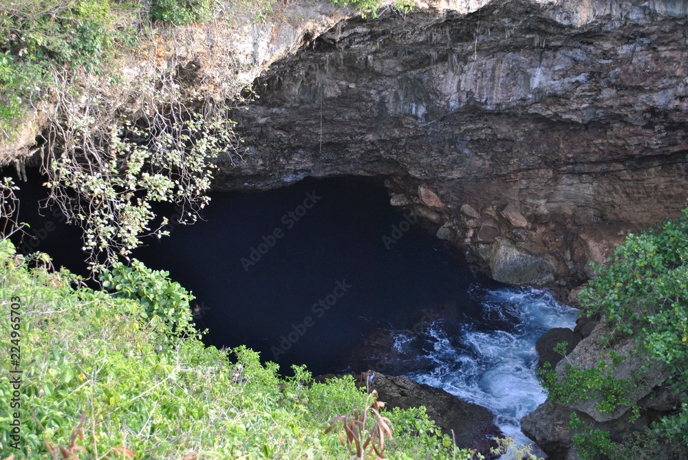 Grotto dive site, Saipan. The Grotto is a unique diving spot which is a ...