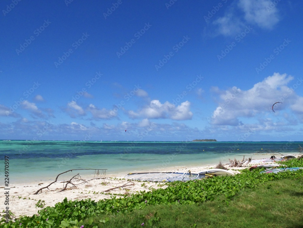 Micro Beach on Saipan, with debris all over the beach after a storm ...