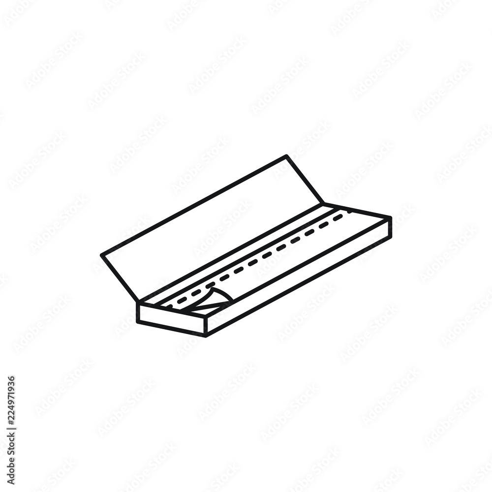 Rolling paper rollies zigzags vector line art icon black on white ...