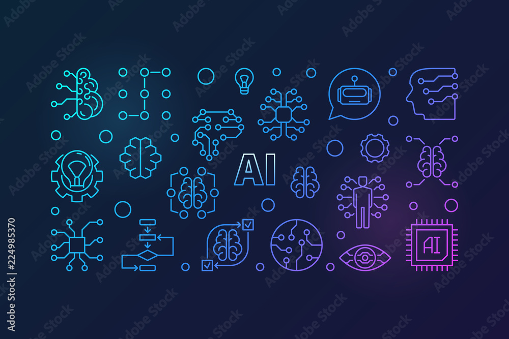 AI colored vector illustration. Artificial Intelligence banner Stock ...