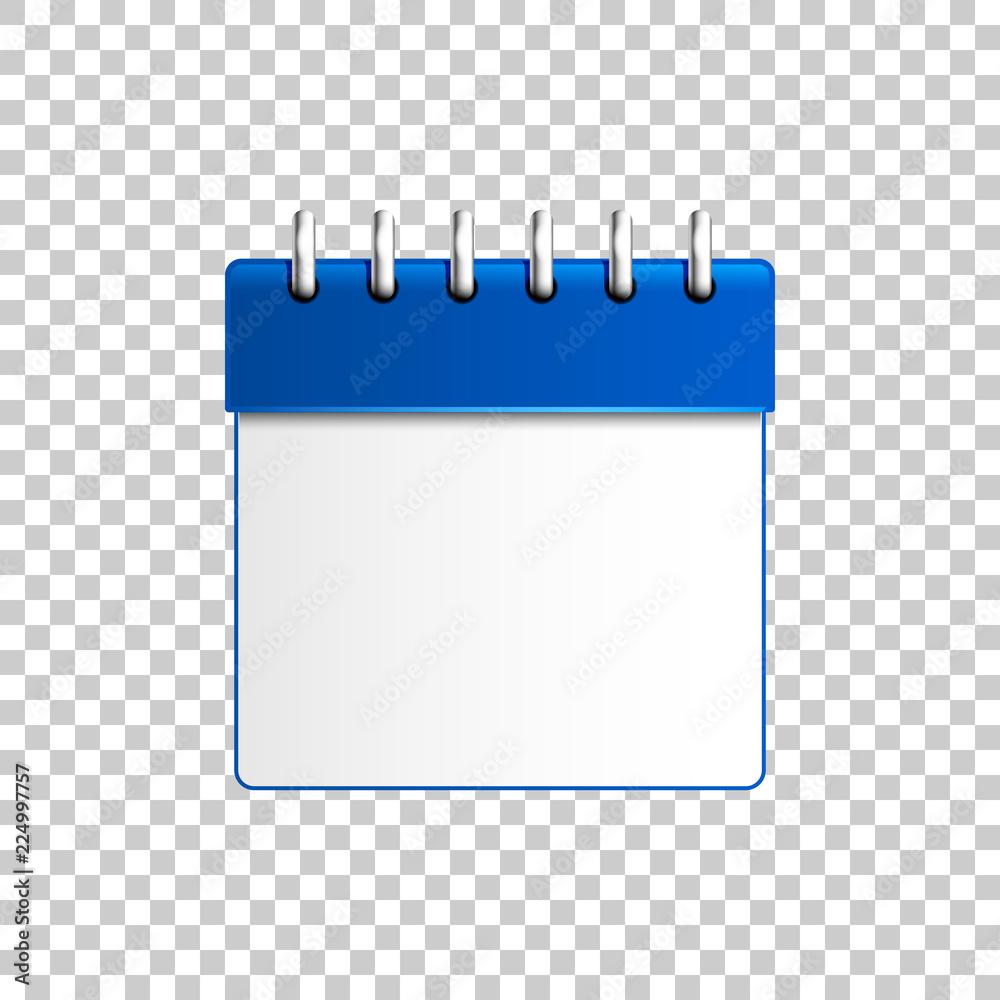 Realistic Calendar blue isolated object on transparent background ...