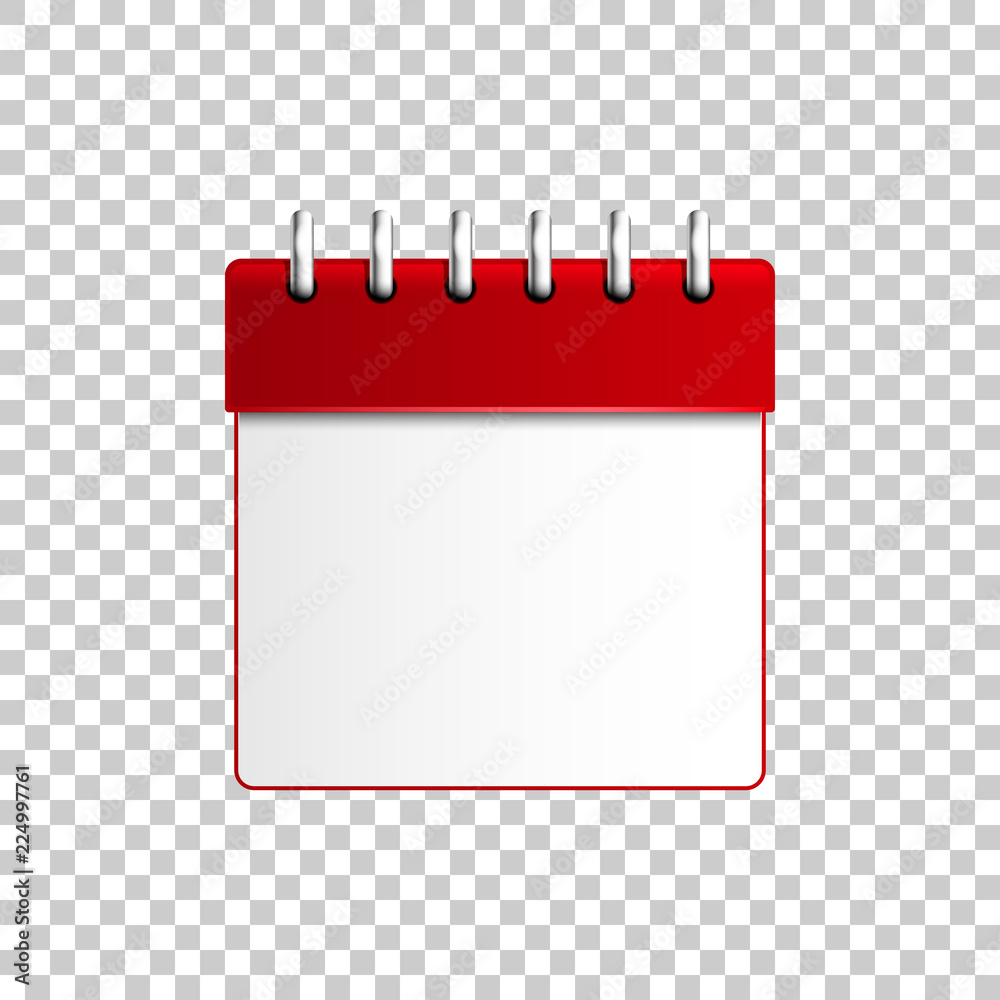 Realistic Calendar red isolated object on transparent background ...