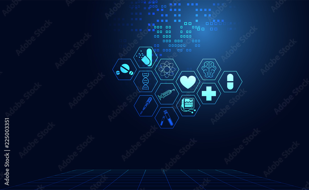 Abstract health medical science healthcare icon digital technology ...