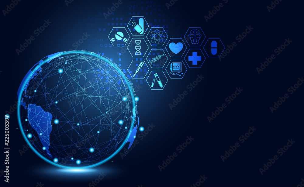 Abstract health medical science healthcare icon digital technology ...