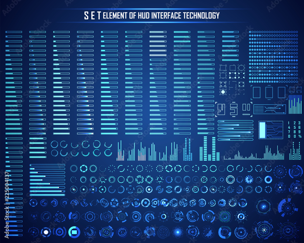 Set of Circle, Loading Bar, HUD Abstract Digital Technology UI ...