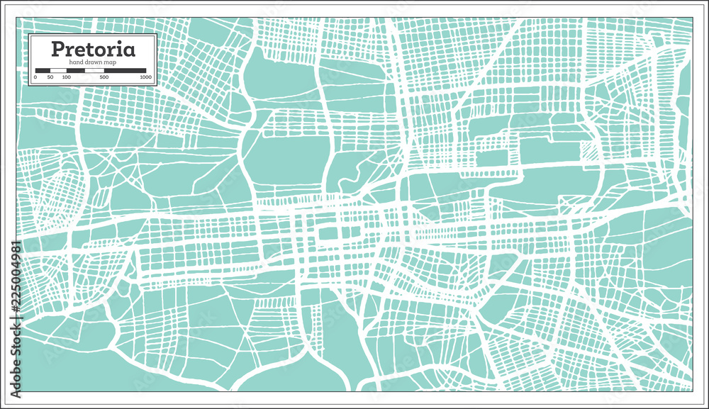 Pretoria South Africa City Map in Retro Style. Outline Map. Stock ...