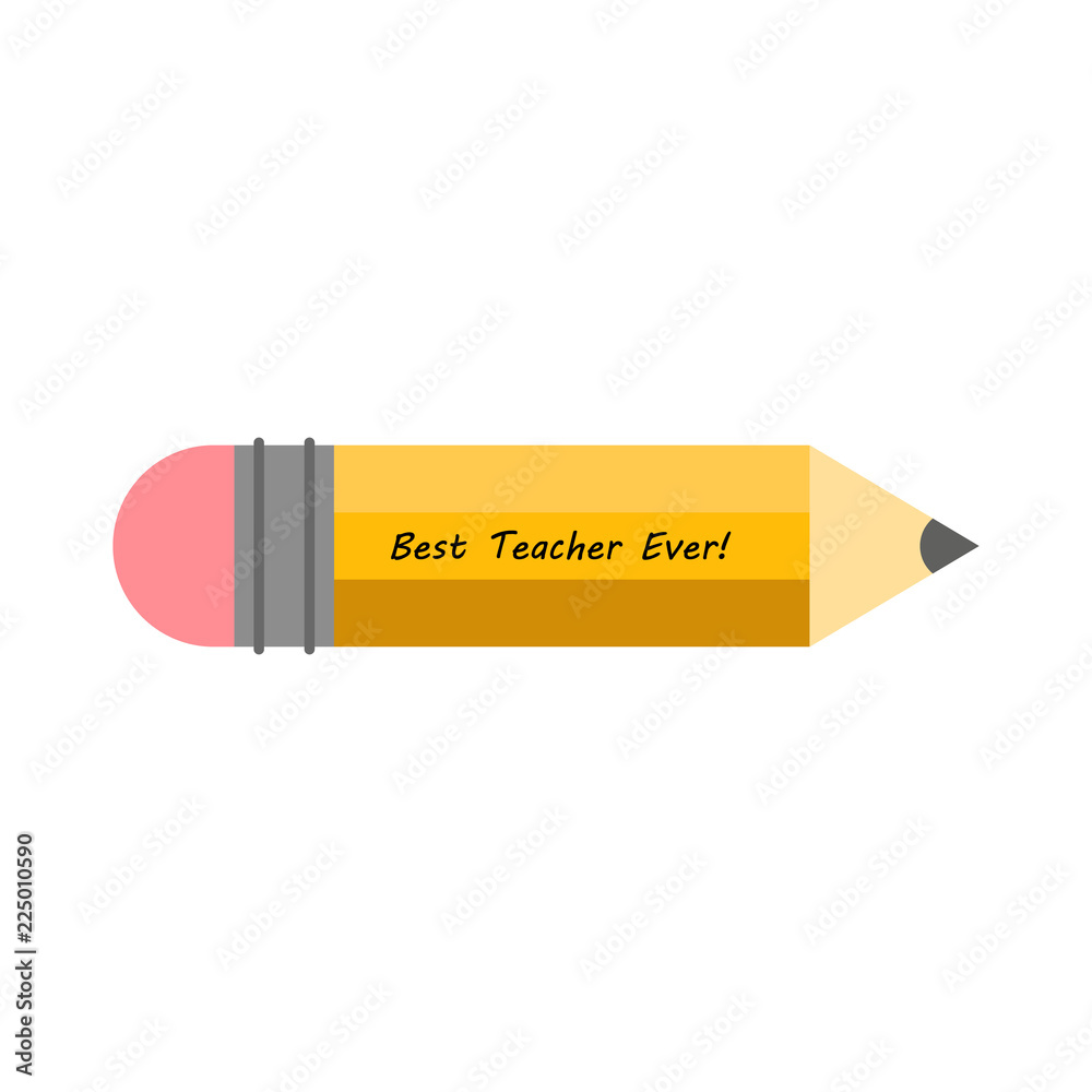Vector illustration. Happy teacher's day. Pencil icon with lettering on ...