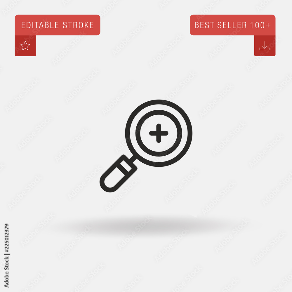 Outline Zoom In icon isolated on grey background. Line pictogram ...