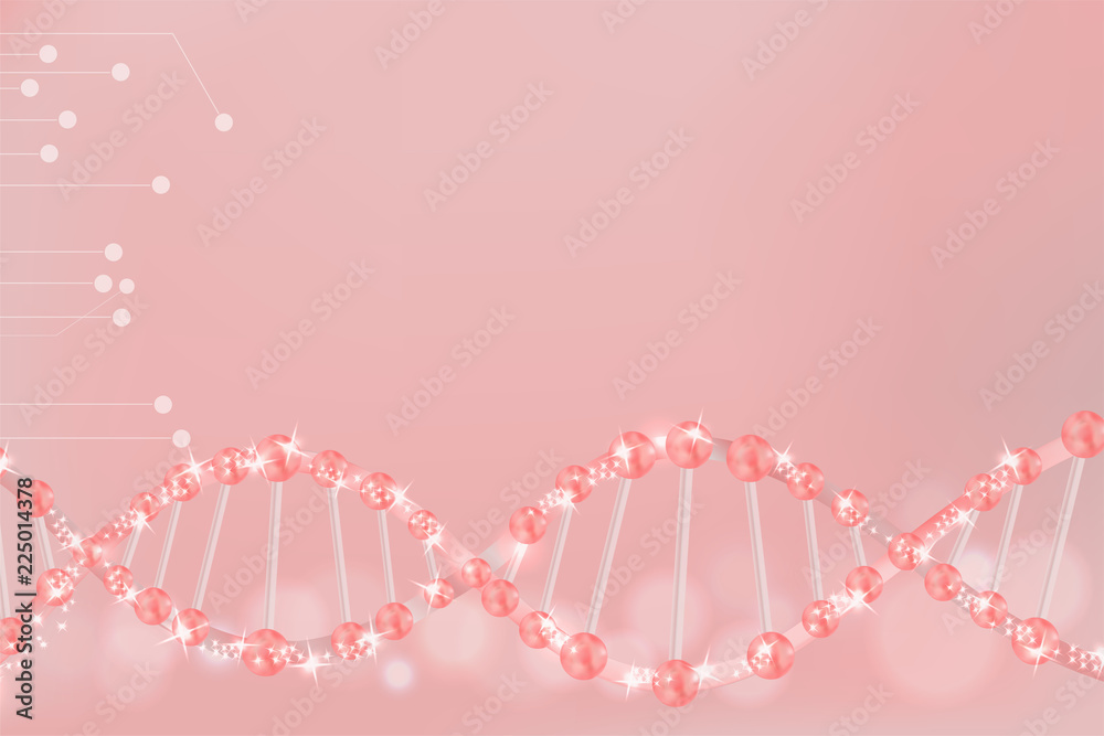 science concept, Pink DNA background with space for text, vector ...