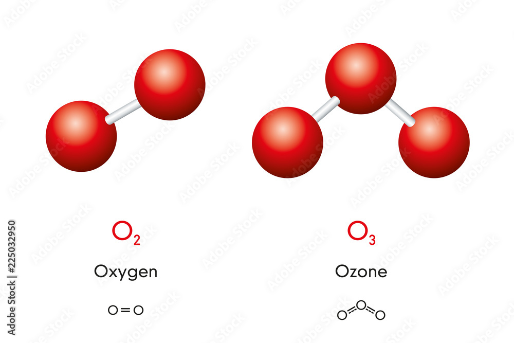 Oxygen O2 And Ozone O3 Molecule Models And Chemical Formulas Dioxygen Oxygen O2 And Ozone O3 Molecule Models And Chemical Formulas Dioxygen