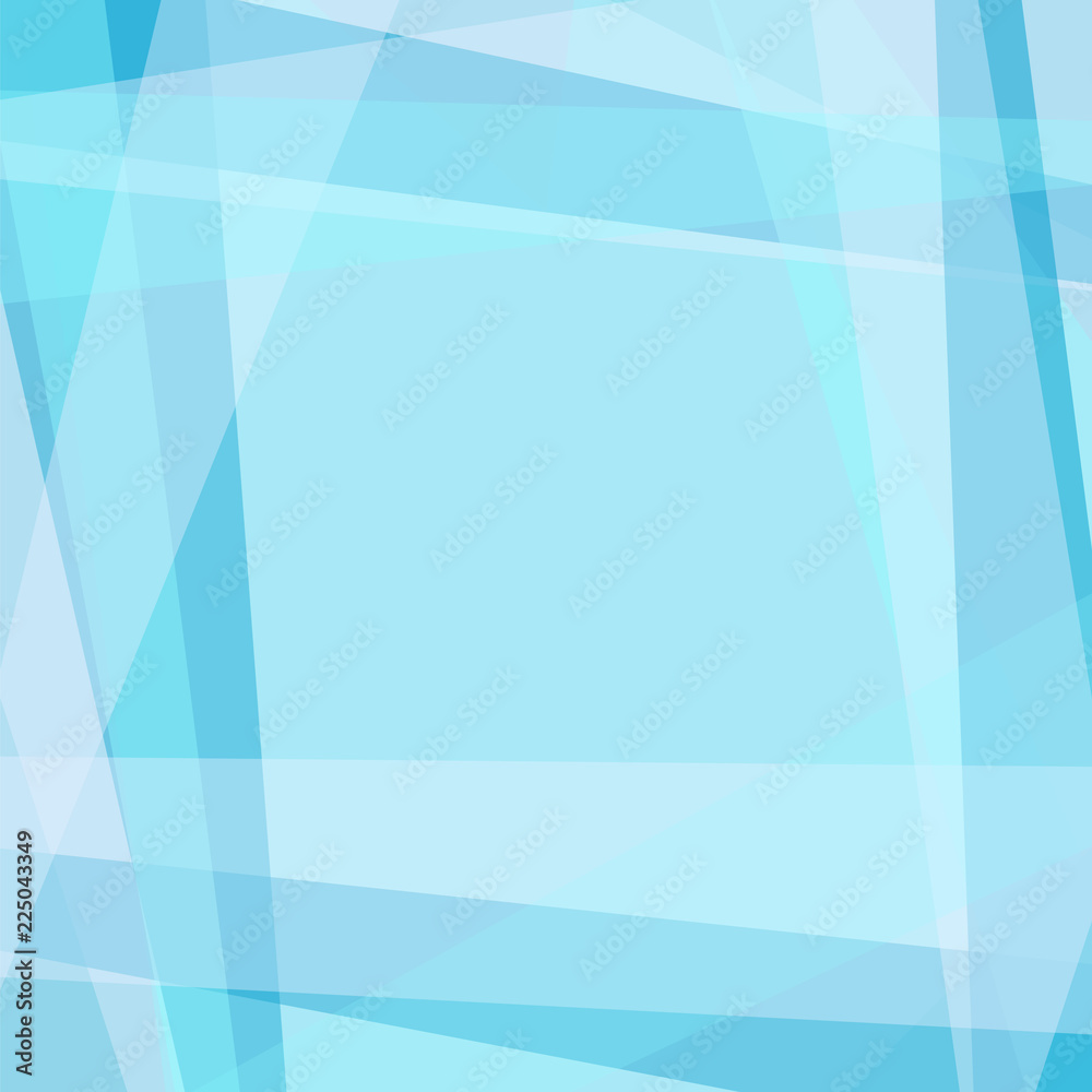 Soft blue geometric background. Transparent striped frame. Light copy ...