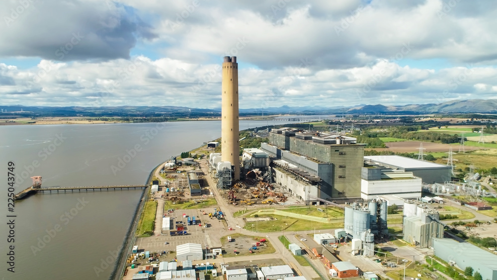 Aerial image of Longannet power station on the north coast of the Firth ...