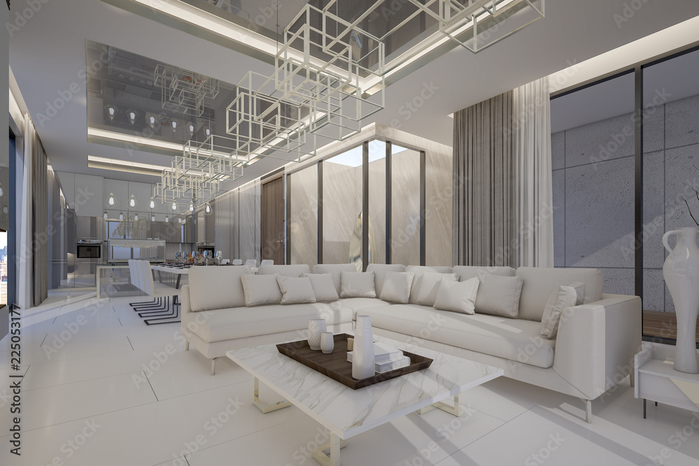 Interior design of Luxury penthouse in high rise condominium , 3d ...