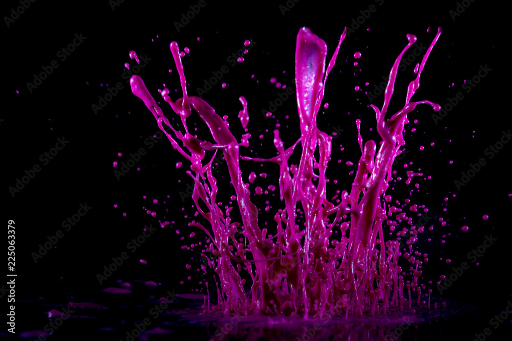Pink Paint Splatter Black Background