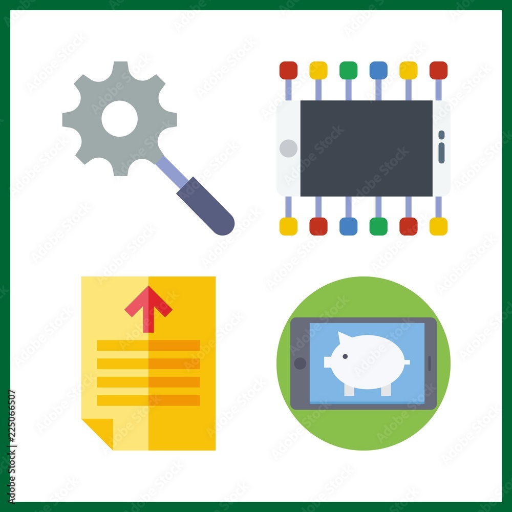 4 screen icon. Vector illustration screen set. search and text file ...