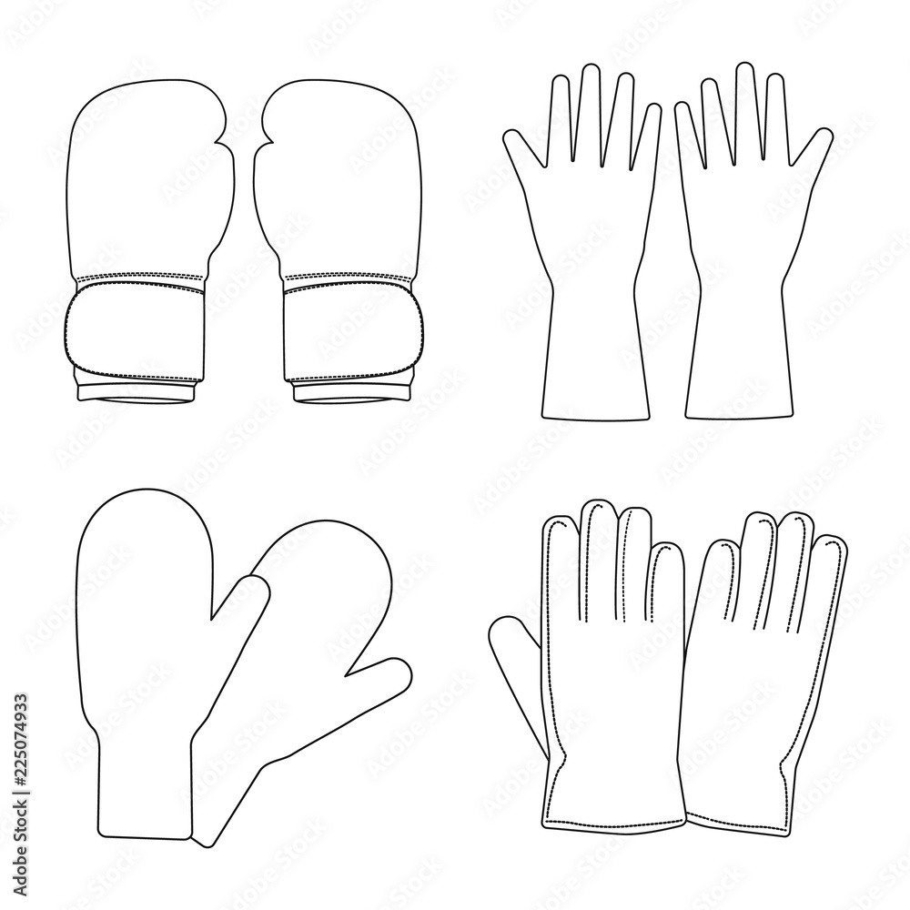 Vector illustration of glove and winter icon. Set of glove and ...