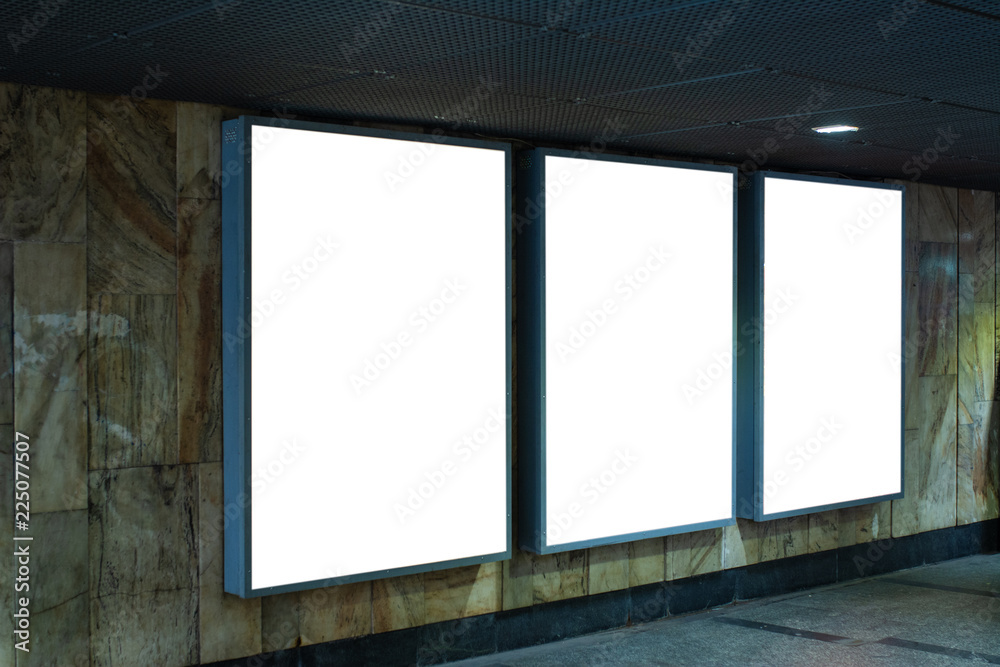 Rectangular White Mockup Poster City Advertisement Isolated in the mall ...