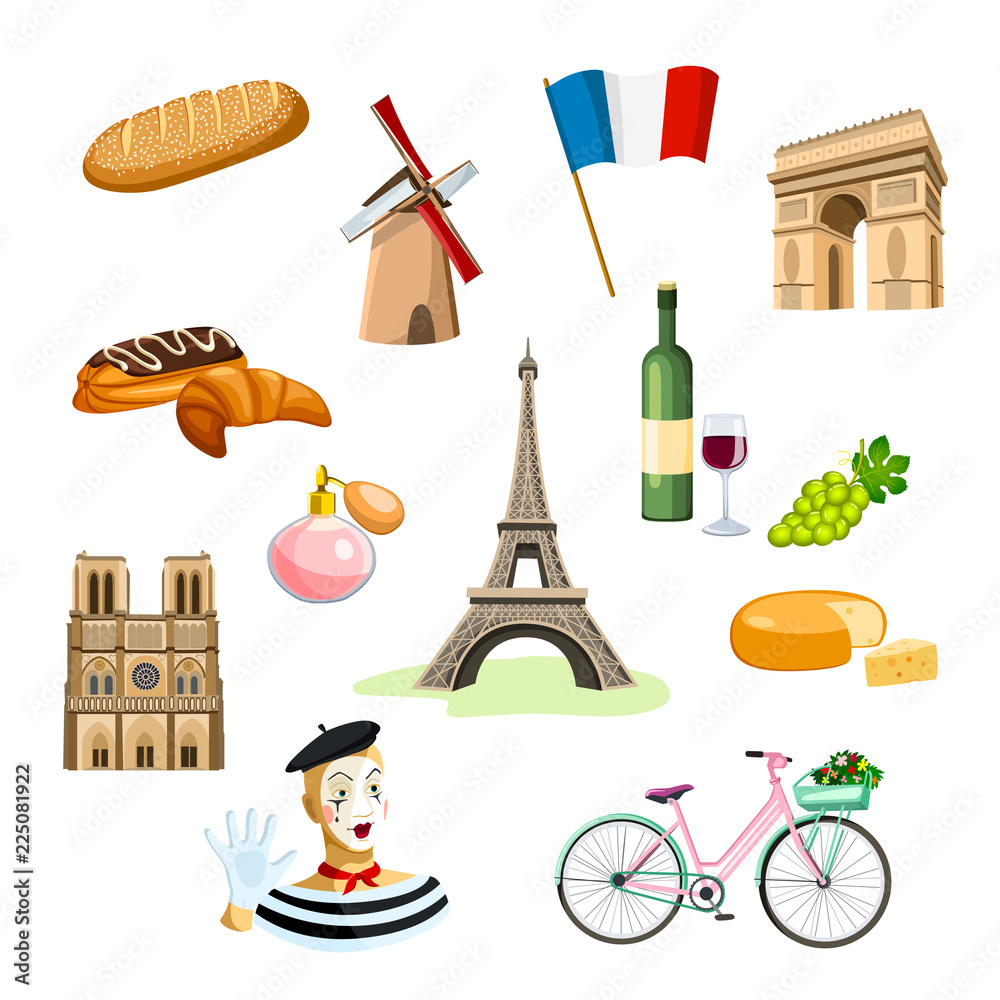 Symbols of France Stock Vector | Adobe Stock