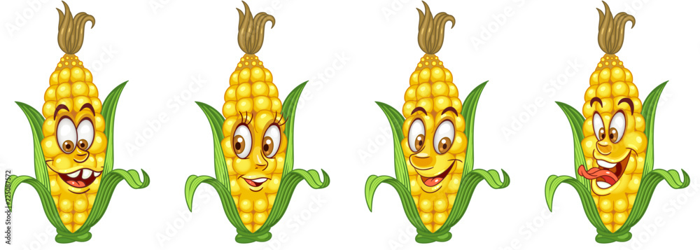 Corn Cob. Vegetable food. Emoji emoticon collection. Stock Vector ...