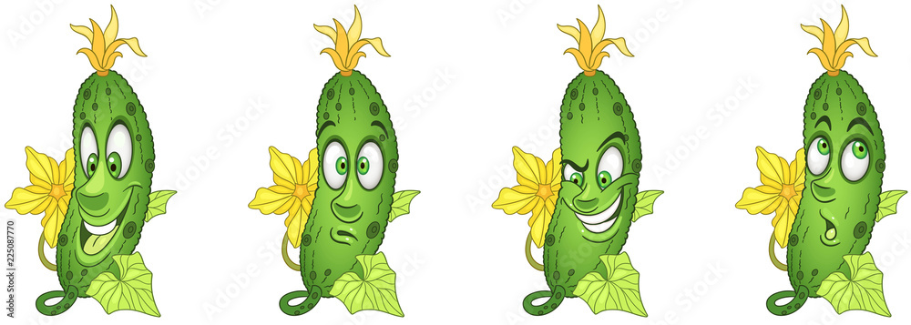 Cucumber. Vegetable food. Emoji emoticon collection. Stock Vector ...