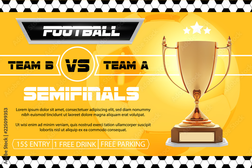 Soccer football Poster design Vector. Football Ball flyer concept ...