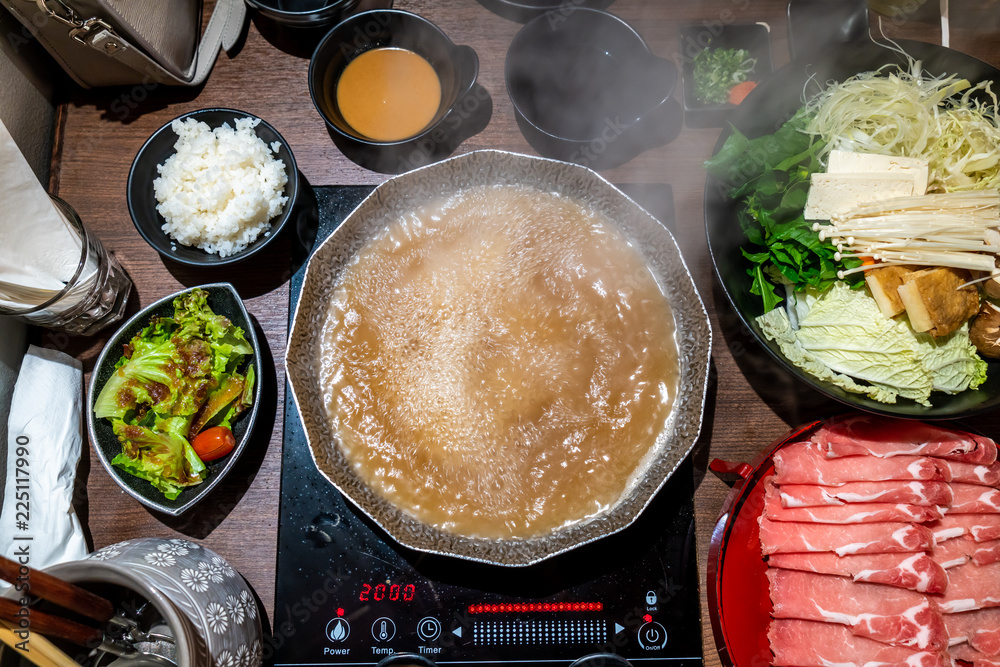 Hot Pot for Japanese Shabu Shabu and Sukiyaki Stock Photo | Adobe Stock