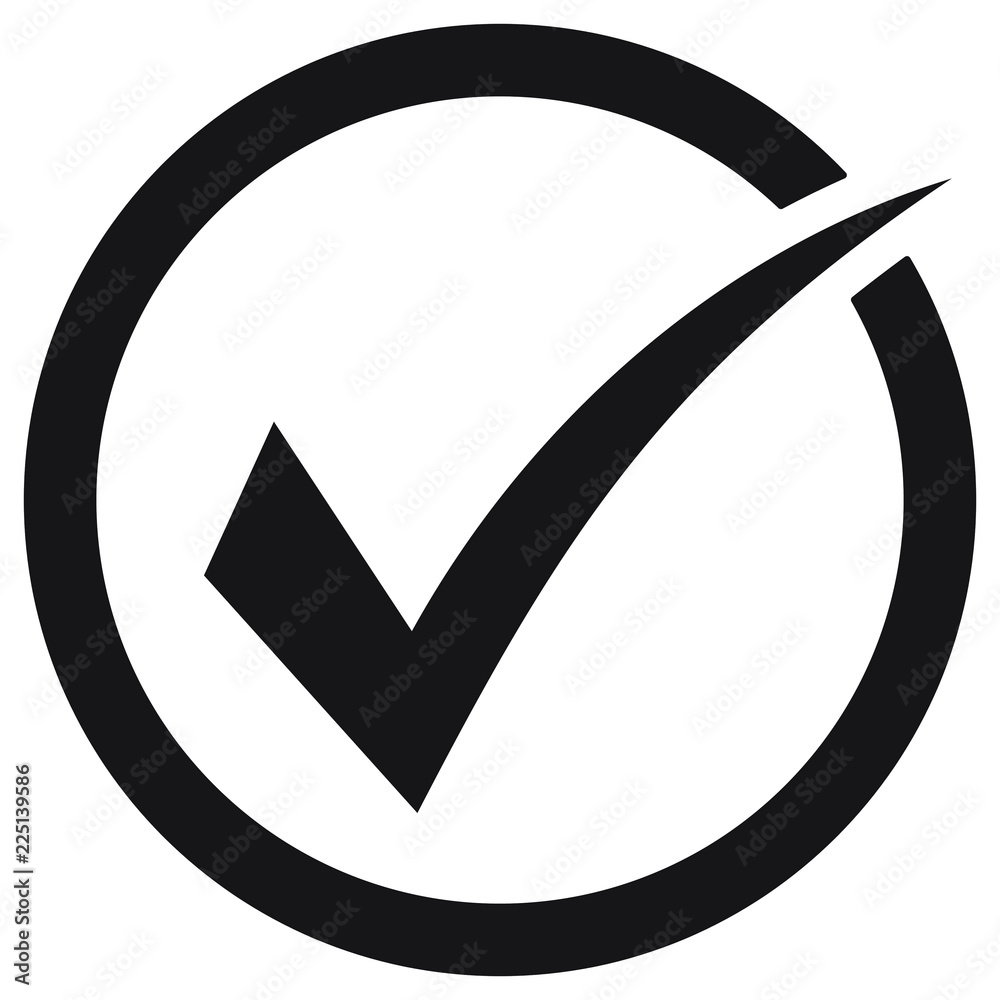 Tick icon vector symbol, checkmark isolated on white background ...