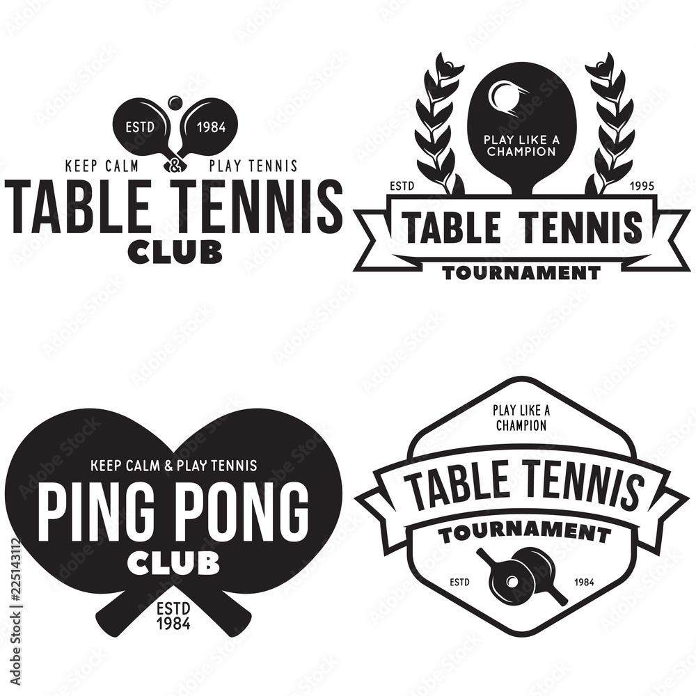 vector set of ping pong logos, emblems and design elements. Table ...