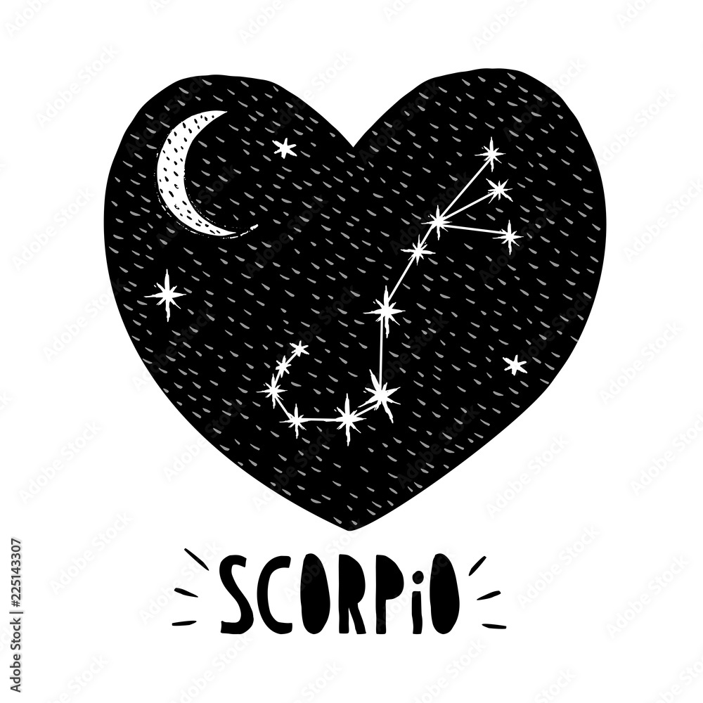 Scorpio Symbol. Hand Drawn Zodiac Vector Illustration. White Background ...