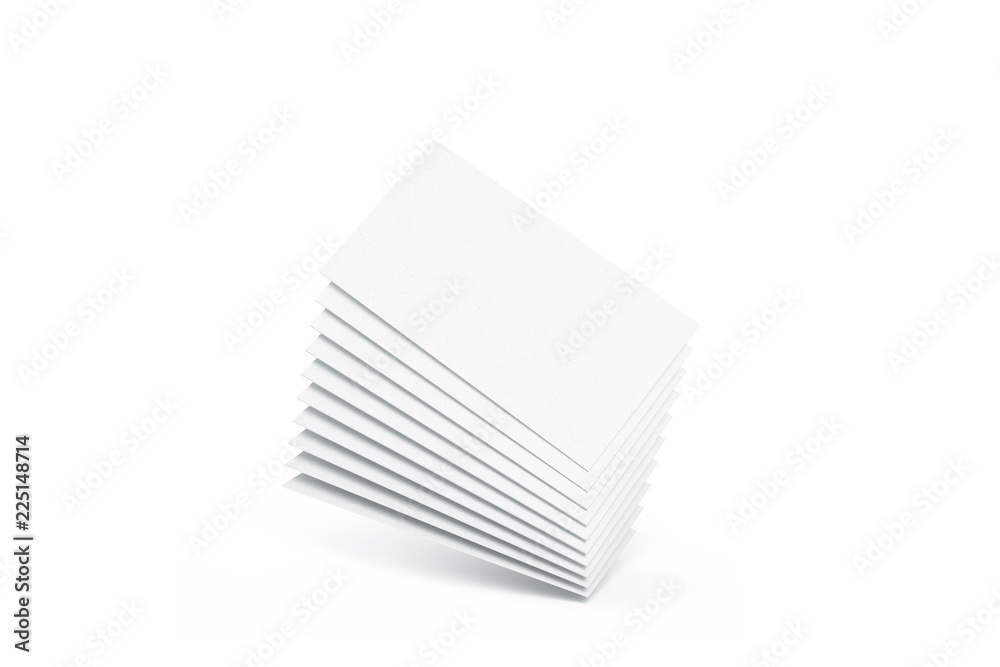 Blank white calling business cards heap mockup, 3d rendering. Empty ...