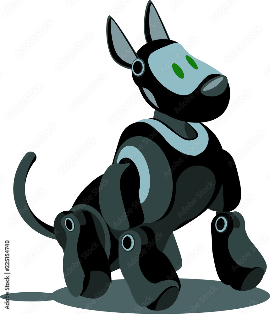 The mechanical black robot dog, man's best friend. Vector illustration ...
