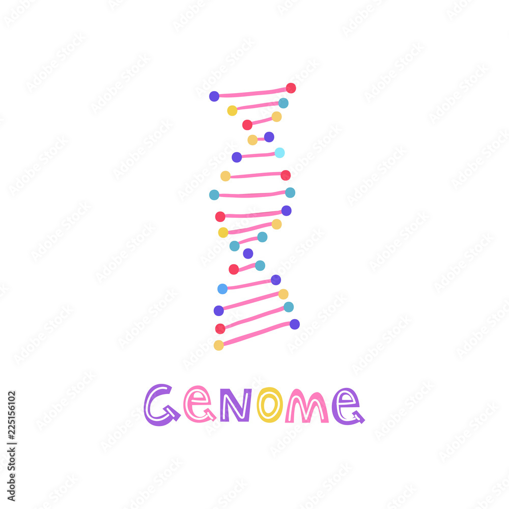 Spiral DNA - hand drawn genome sequencing illustration. Human dna ...