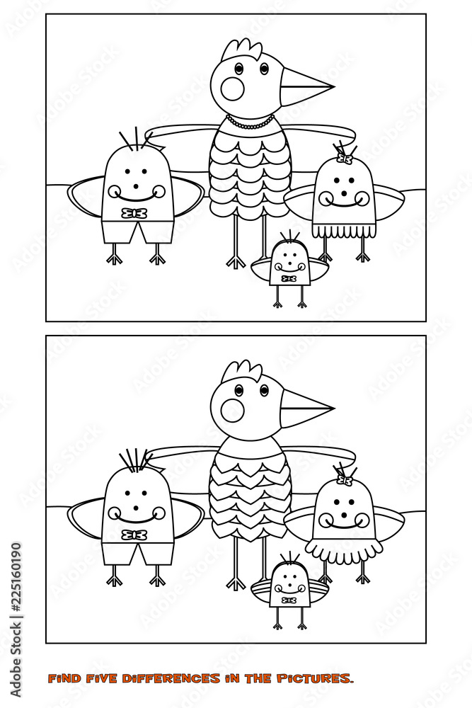 Find 5 differences. Chicken. Coloring book for children. Coloring pages ...