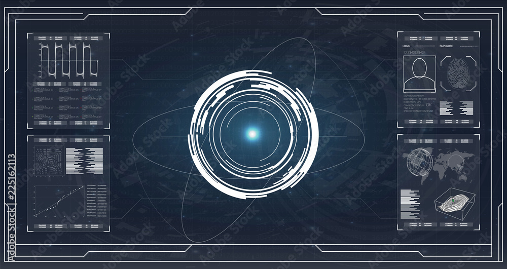 Blue radar screen. Futuristic abstract technology background innovation ...