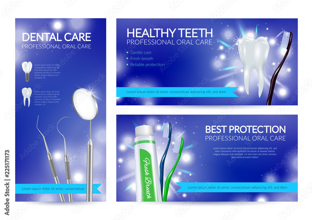 Realistic Dental Banners Stock Vector | Adobe Stock