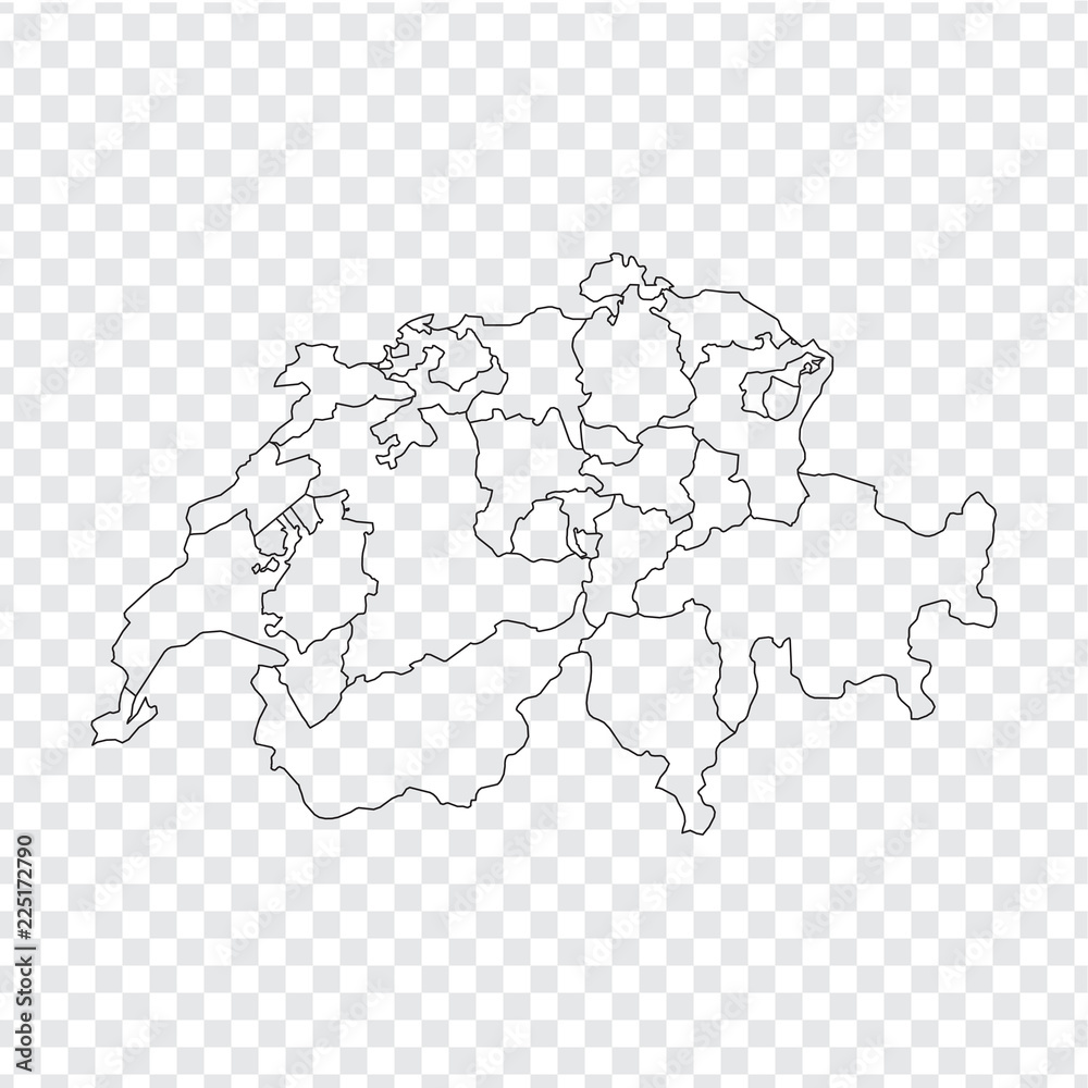 Blank map Switzerland. High quality map Switzerland with provinces on ...