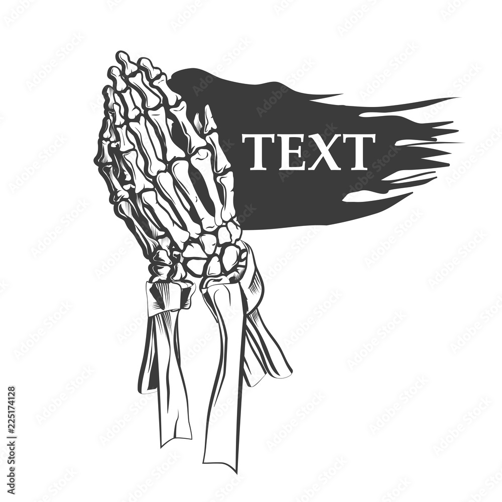 Vector illustration - Praying skeleton hands. vector illustration Stock ...