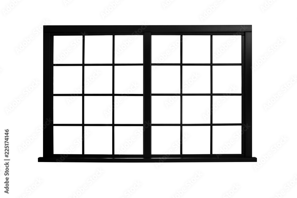 Black modern window on white background. Architectural element Stock ...