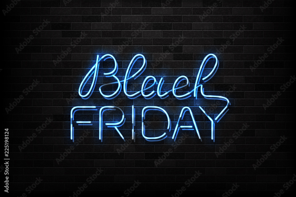Vector realistic isolated neon sign of Black Friday logo for decoration ...