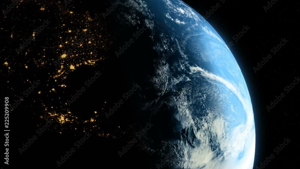 A view of the Earth from outer space/3D Rendering rotating planet Earth ...